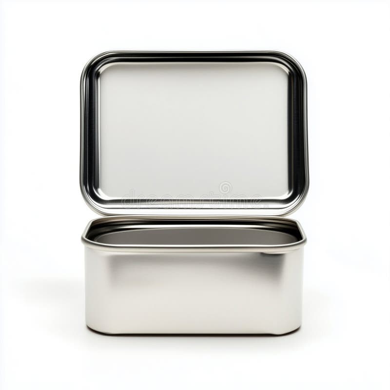 Rectangular Tin Box with an Open Lid. Metal Box for Various Purposes ...