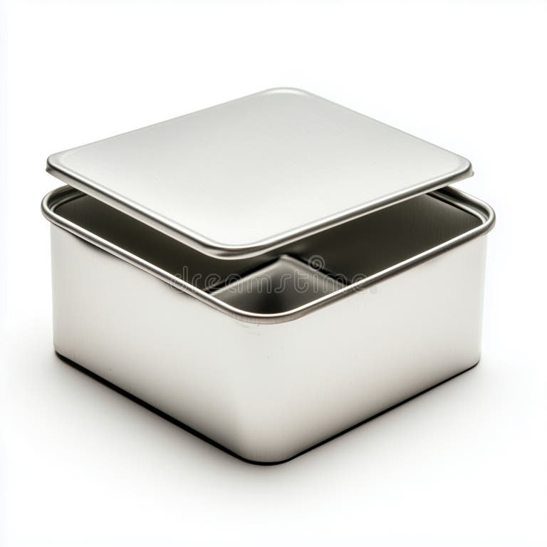 Rectangular Tin Box with an Open Lid. Metal Box for Various Purposes ...