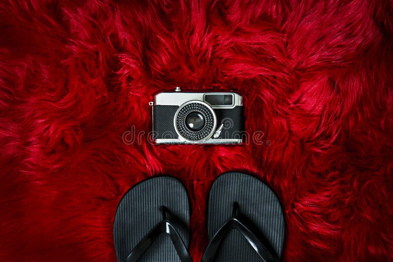 Rectangular Top View Image of an Old Photographic Camera Next To Black ...