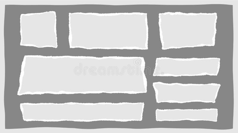 Rectangular Torn Paper Shred Vector Set. Stock Vector - Illustration of ...