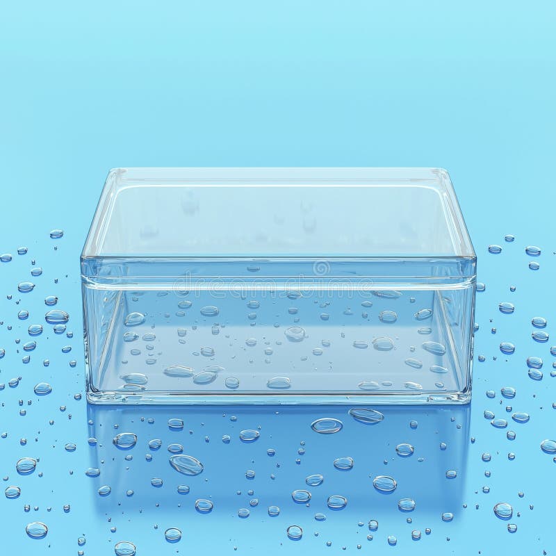 Rectangular Transparent Container with Water Drops on Its Smooth ...