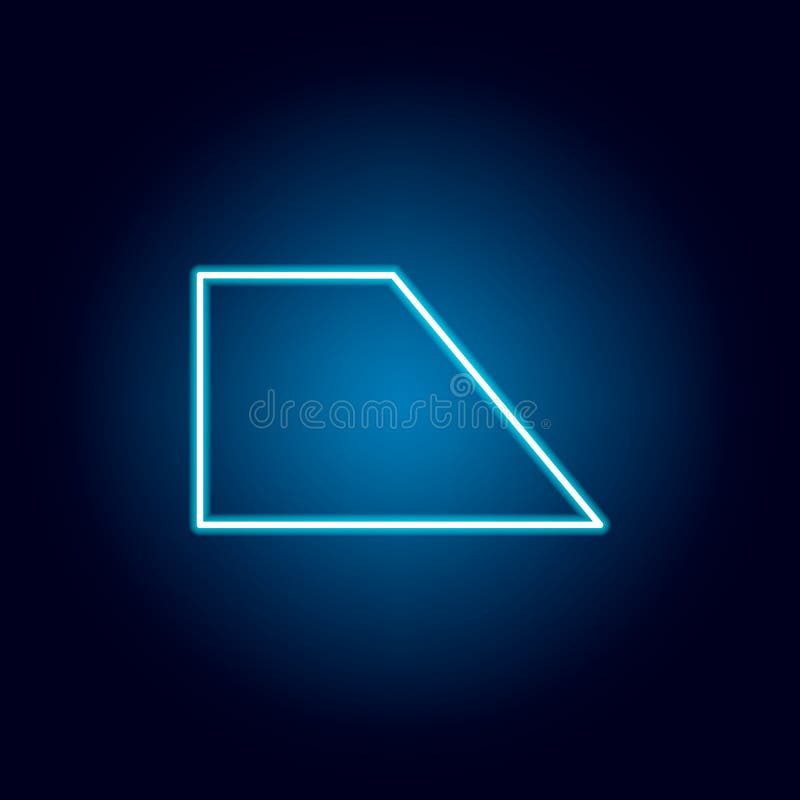 Rectangular Trapezoid Icon in Neon Style. Geometric Figure Element for ...