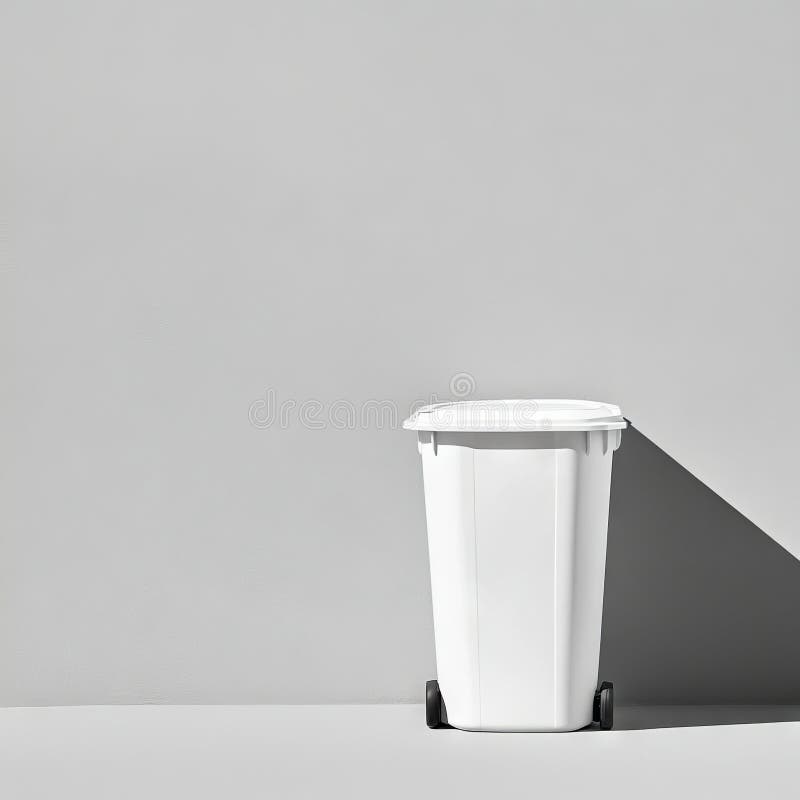 A Rectangular Trash Can Made of White Plastic with Embossed Details ...
