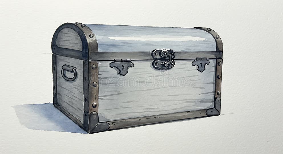 Rectangular Treasure Chest Illustration, Featuring a Domed Top ...