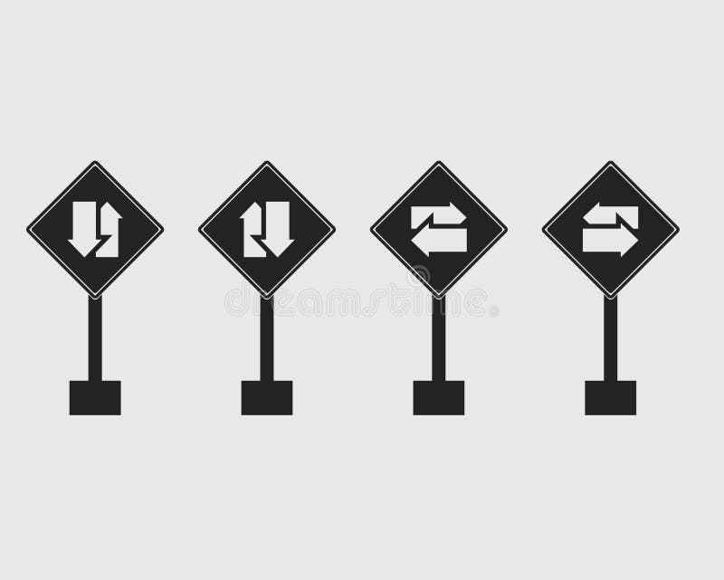 Rectangular Two Way Street Sign Icon with Gray Background. Stock Vector ...