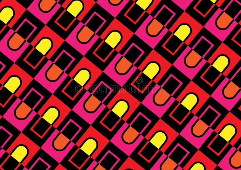 Rectangular and U-shaped Pattern on the Pink and Yellow Area Stock ...