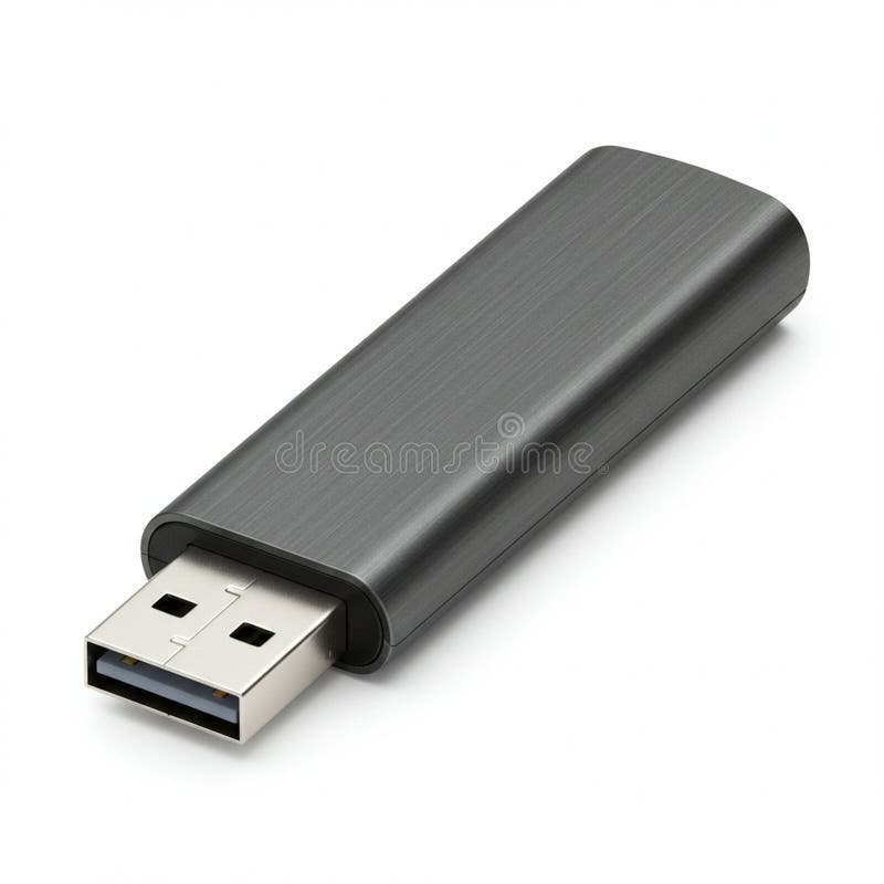 Rectangular USB Flash Drive with a Metallic Casing, Featuring a USB ...