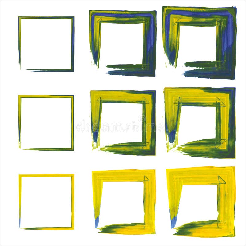 Rectangular Vector Frame Black Square Shape Borders Vector Borders Grunge Template Set Stock