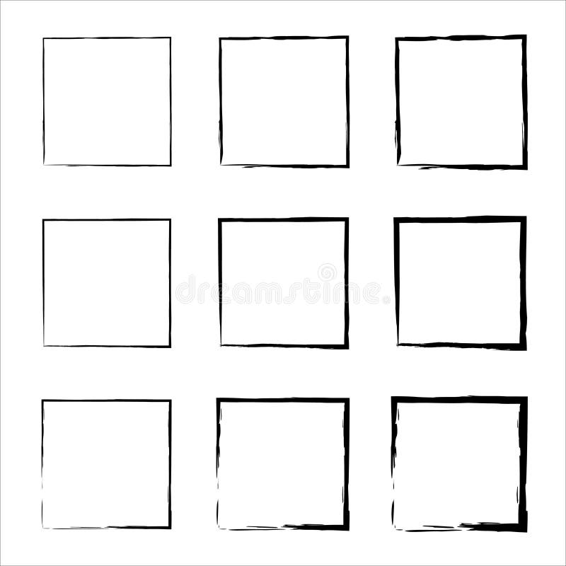 Rectangular Vector Frame. Grunge Ink Illustration. Rectangular Shapes ...
