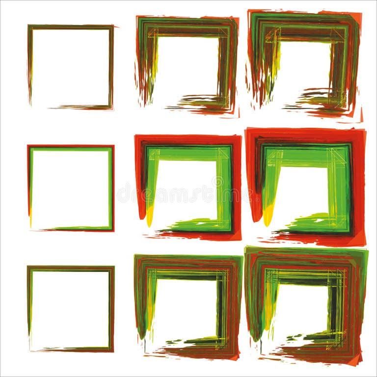 Rectangular Vector Frame. Vector Black Painted Squares. Grunge Style Set of Square Shapes Stock ...