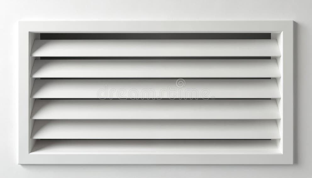 Rectangular Ventilation Window with Horizontal Slats in White Frame ...