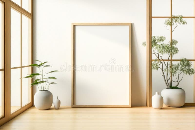 Rectangular Vertical Frame Mockup in Japanese Room Style Interior ...