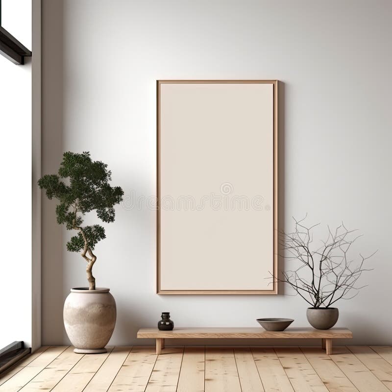 Rectangular Vertical Frame Mockup in Japanese Room Style Interior ...