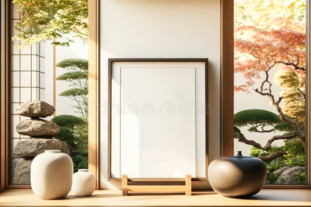 Rectangular Vertical Frame Mockup in Japanese Room Style Interior ...