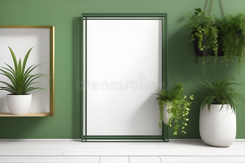 Rectangular Vertical Frame Mockup in Scandi Style Interior. Generative ...