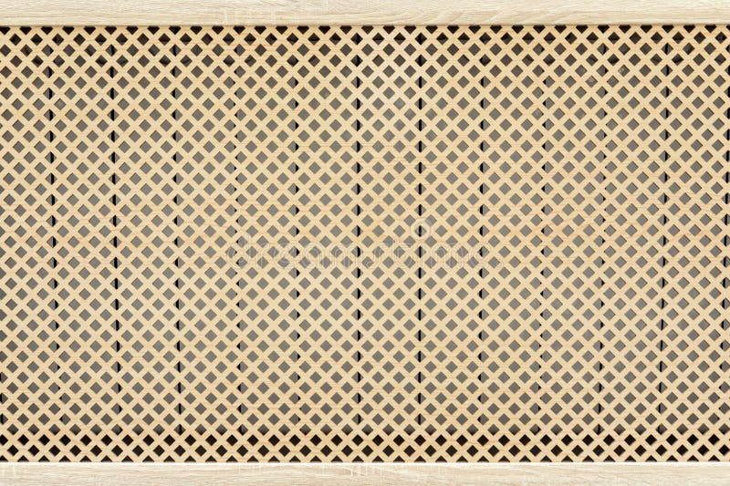 Rectangular, Wall-mounted Ventilation Grille with Beige Wooden Lattice ...