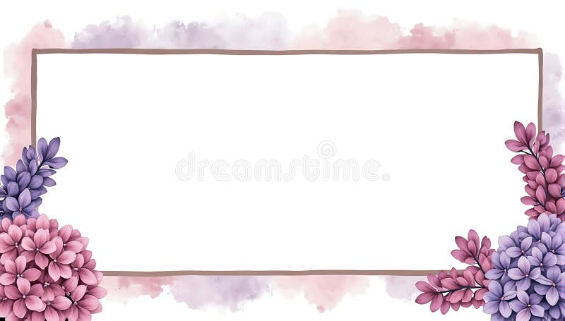 A Rectangular Watercolor Frame Adorned with Vintage-style Flowers ...