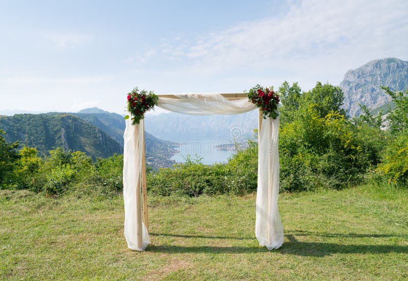 Rectangular Wedding Arch Decorated with Flowers for the Wedding ...