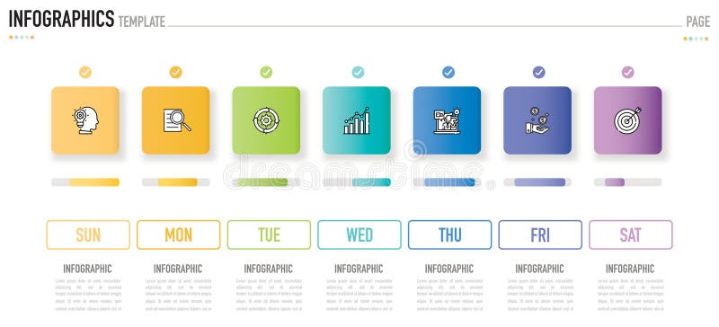 Rectangular Weekly Infographic for Business Presentation Stock Vector ...