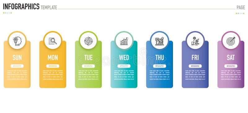 Rectangular Weekly Infographic for Business Presentation Stock Vector ...