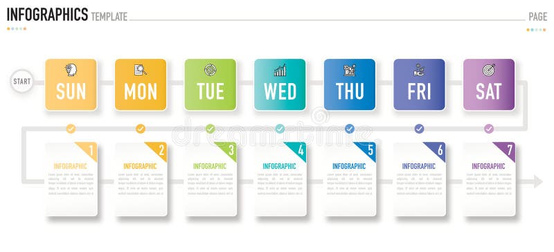 Rectangular Weekly Infographic for Business Presentation Stock Vector ...