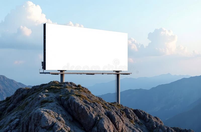 Rectangular White Advertising Sign Poster Billboard Outside Mockup AI ...