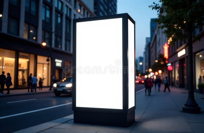 Rectangular White Advertising Sign Poster Billboard Street Mockup. AI ...