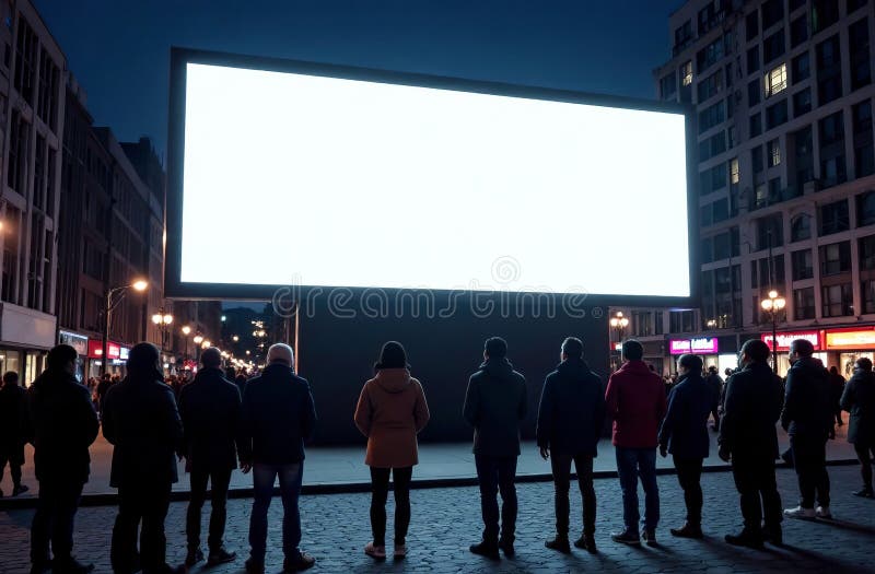 Rectangular White Advertising Sign Poster Billboard Street Mockup. AI ...