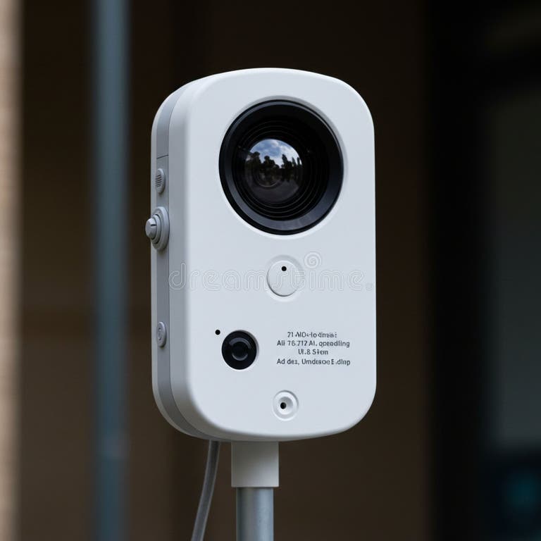 Rectangular White Device Featuring a Prominent Lens Resembling a Camera ...