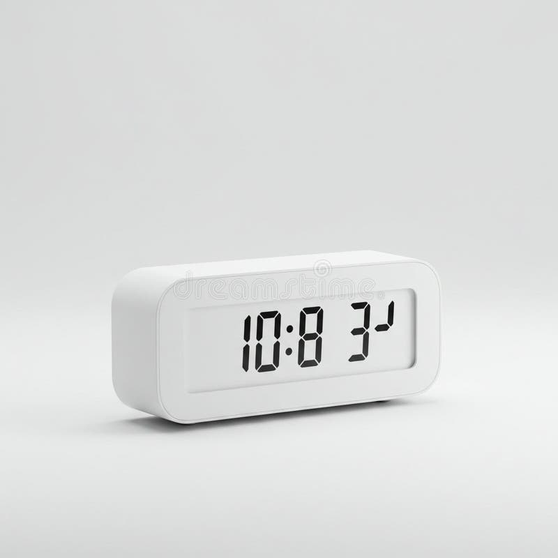 Rectangular White Digital Clock Displaying "10:08 3". Minimalist Design ...