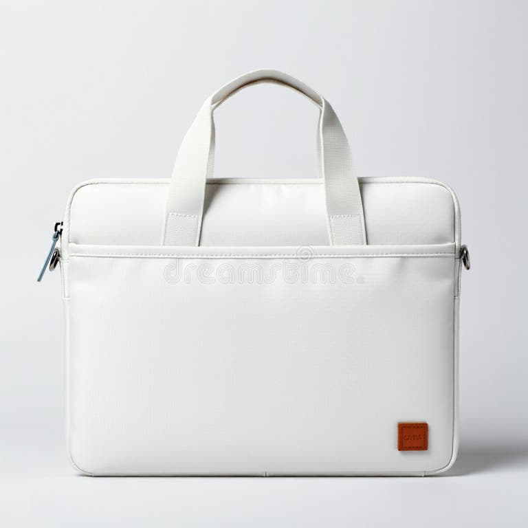 Rectangular White Laptop Bag with a Minimalist Design, Featuring Two ...