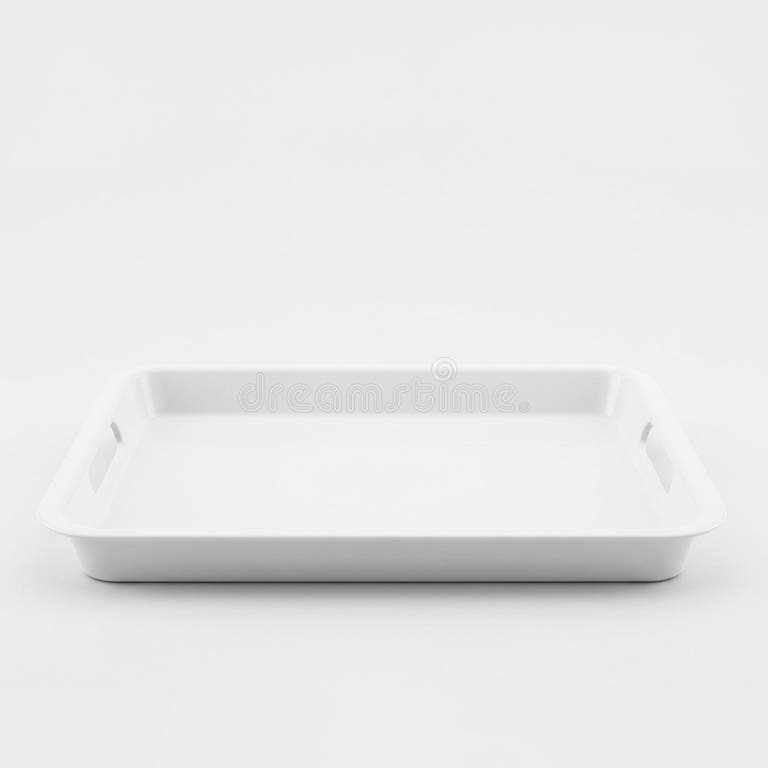 Rectangular White Plastic Tray with Shallow Depth and Smooth Surfaces ...