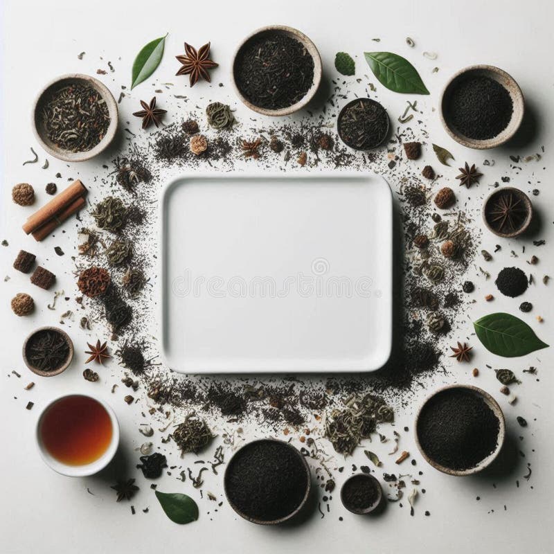 Frame made of tea leaves stock illustration. Illustration of breakfast ...