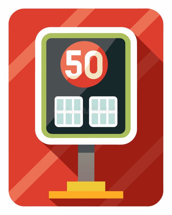 A Rectangular White Sign Displaying the Speed Limit with a Small Solar ...