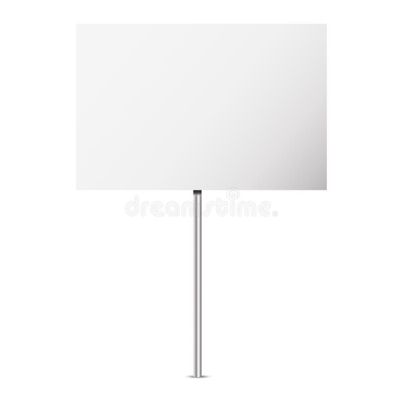 Rectangular White Sign on a Metal Pole. Blank White Surface with No ...