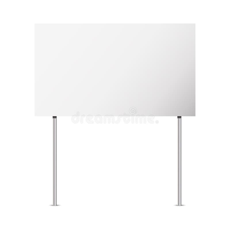 Rectangular White Sign on a Metal Pole. Blank White Surface with No ...