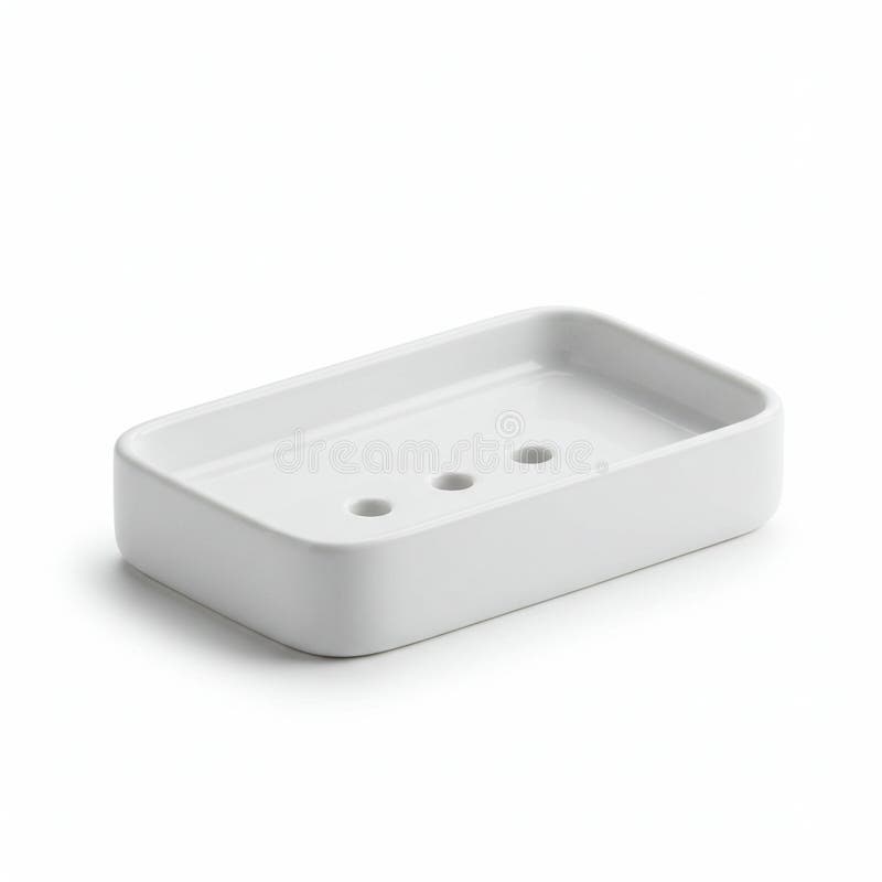 Rectangular White Soap Dish with a Simple Design, Featuring Rounded ...