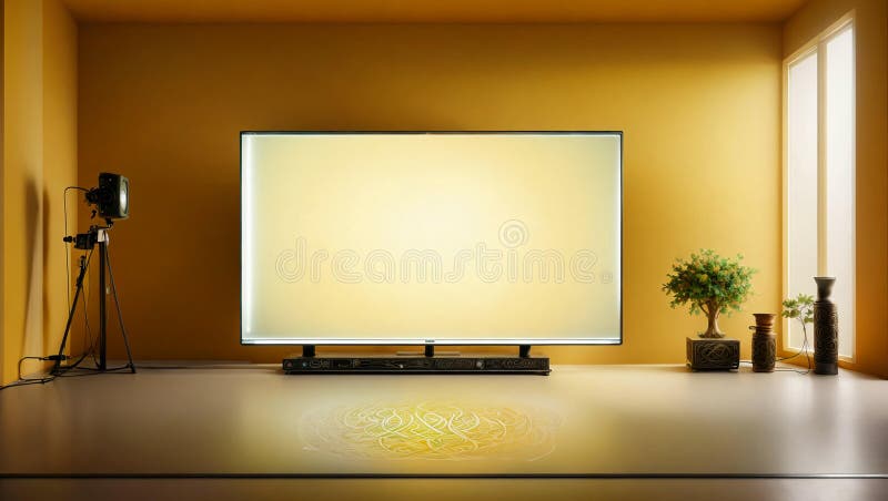 Rectangular White TV Screen with White Backlight Stock Image - Image of ...
