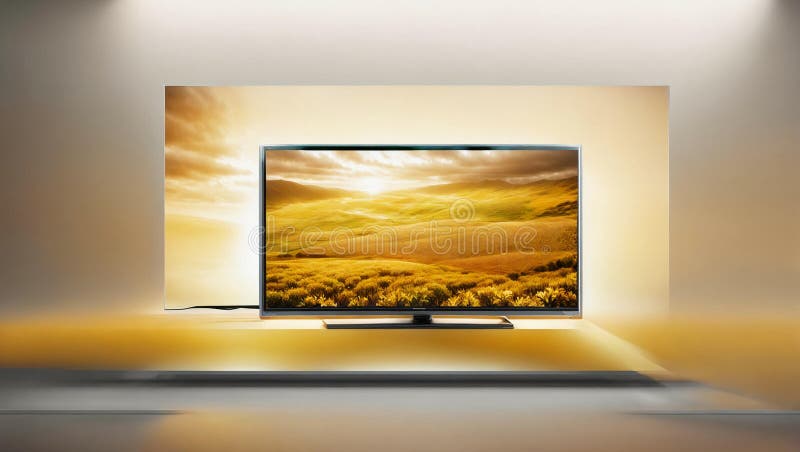 Rectangular White TV Screen with White Backlight Stock Image - Image of ...