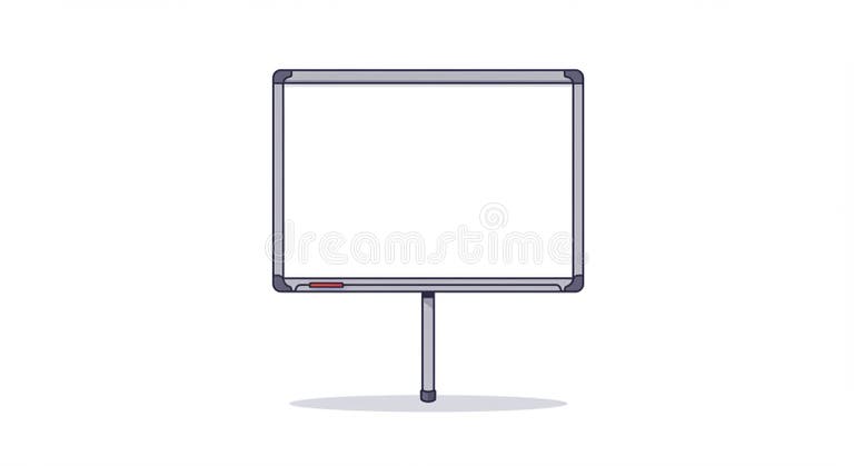 A Rectangular Whiteboard with a Metallic Frame Stands on a Single ...