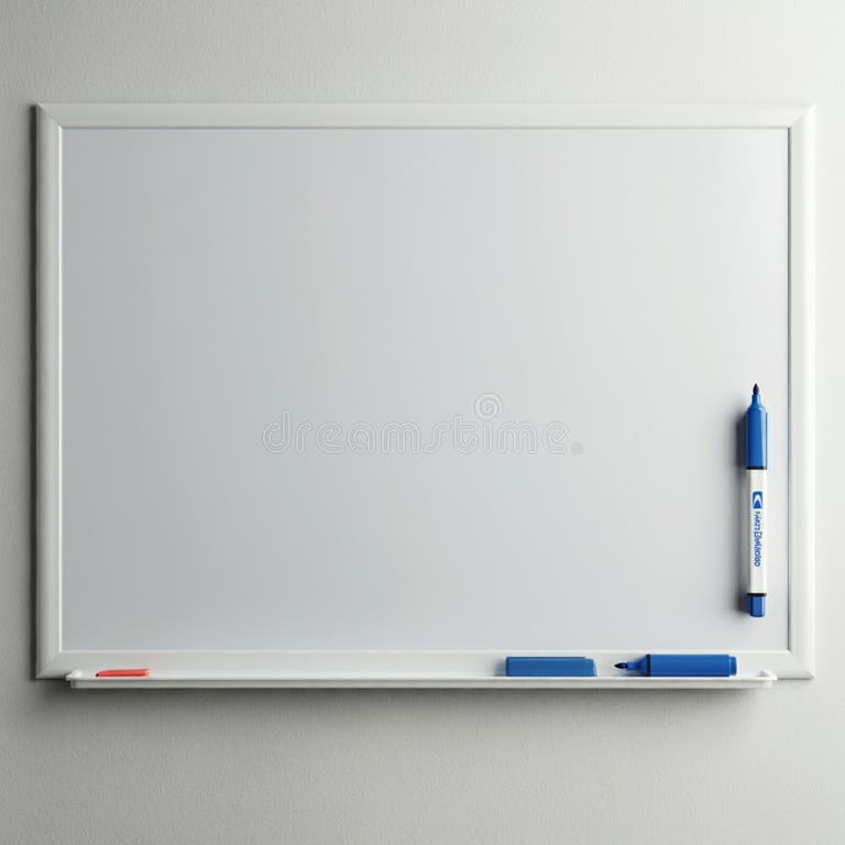 Rectangular Whiteboard with a Silver Frame Mounted on a Light Gray Wall ...