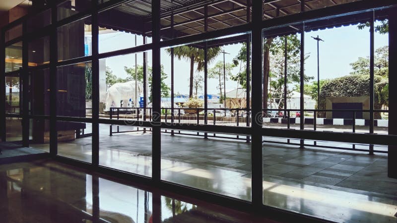 Rectangular Window Glass in a Shopping Center in the City of Surabaya ...