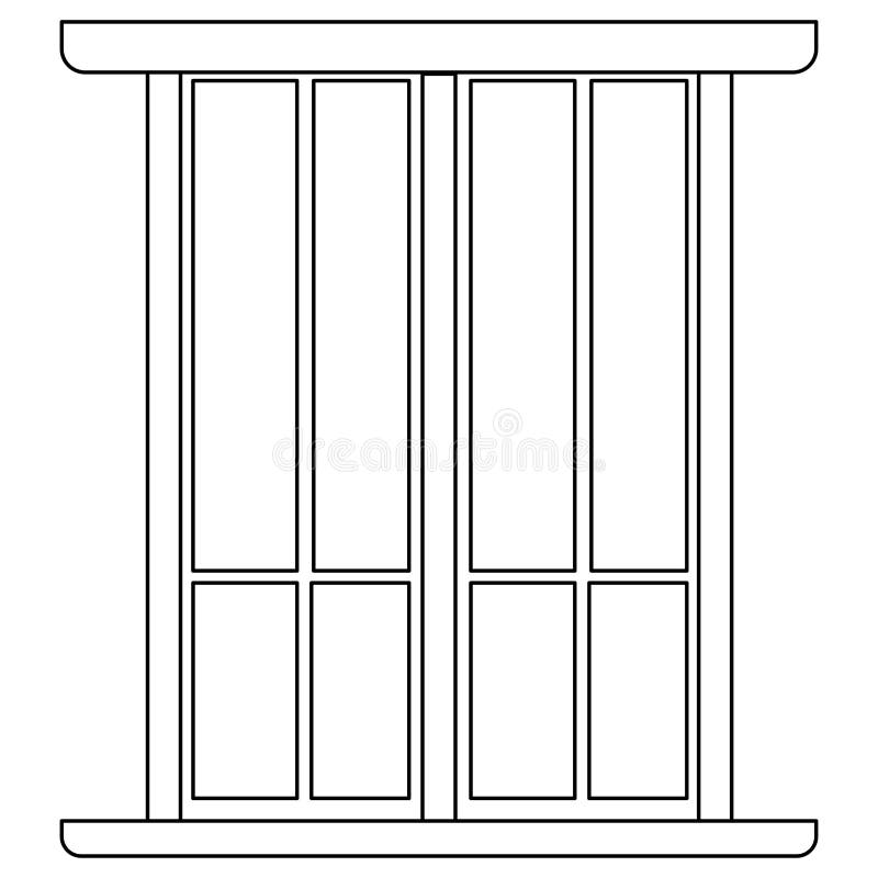 Rectangular Window Outline for House Isolated on White Background ...