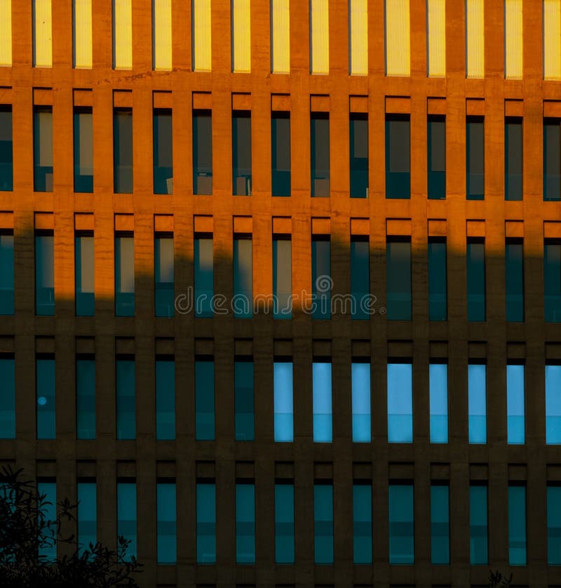 Color Rectangular Windows Pattern with Silhouette Shadow of Another ...