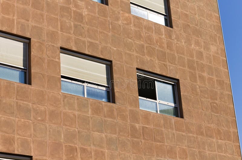 Rectangular Windows of a Modern Building with Terracotta Walls Italy ...