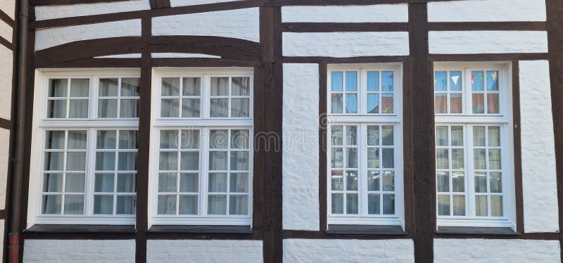 Rectangular Windows with Square Divisions and White Frames on a Half ...