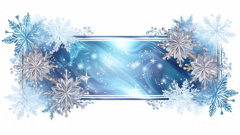 Rectangular Winter Snow Frame Border with Stars Sparkling. Generative ...