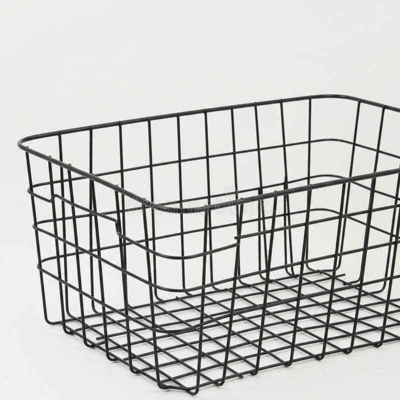 Rectangular Wire Basket Made of Black Metal. the Design Features a Grid ...