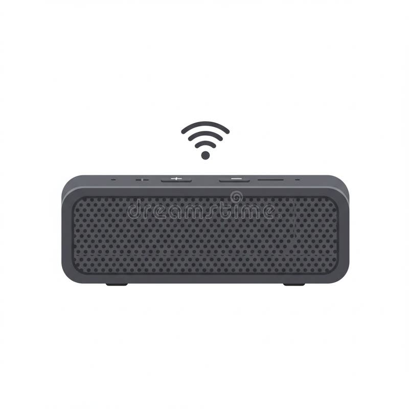 Rectangular Wireless Speaker with a Dark Gray Body and Perforated Black ...