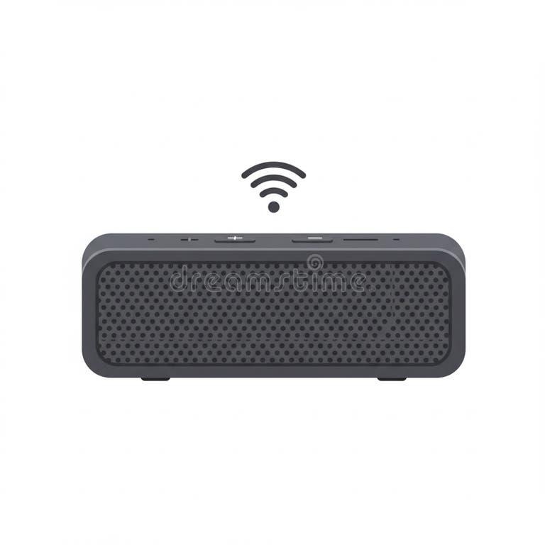 Rectangular Wireless Speaker with a Dark Gray Body and Perforated Black ...